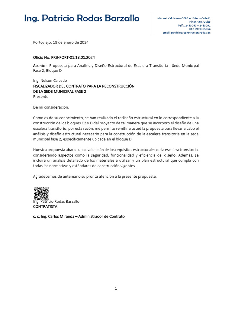 Oficio No. PRB-PORT-01.18.01.2024..-signed | PDF | Hormigón | Columna