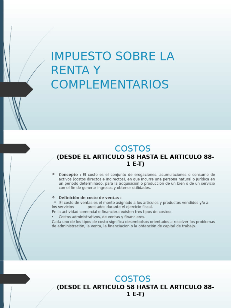 Renta y Complementarios 2a Parte | PDF | Costo | Contabilidad