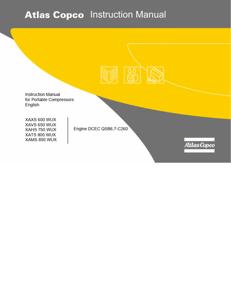 Atlas Copco Instruction Manual XAMS 850 | PDF | Mechanical Engineering