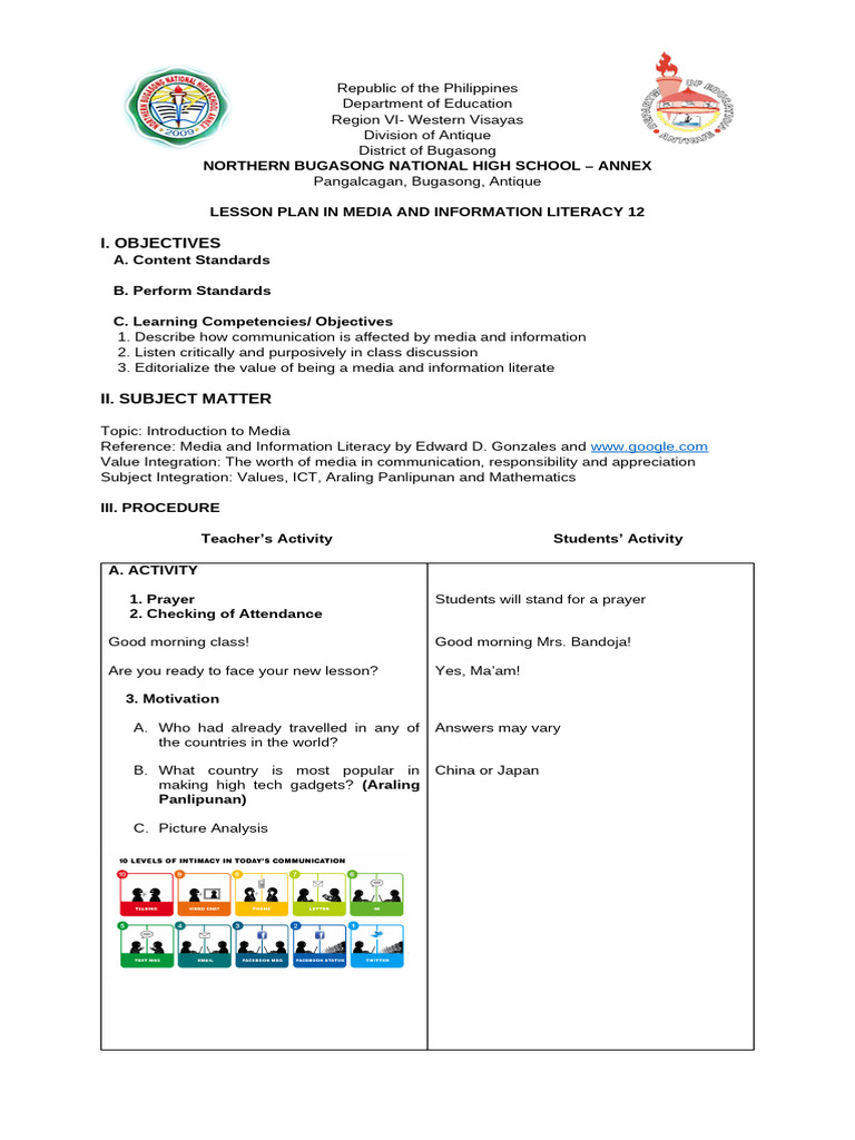 Media Literacy Lesson Plan for Grade 12 | PDF | Communication ...