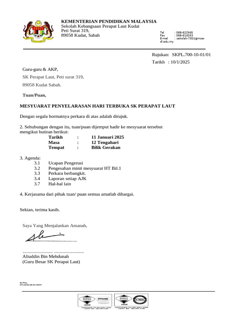 SURAT PANGGILAN HT 202425 | PDF