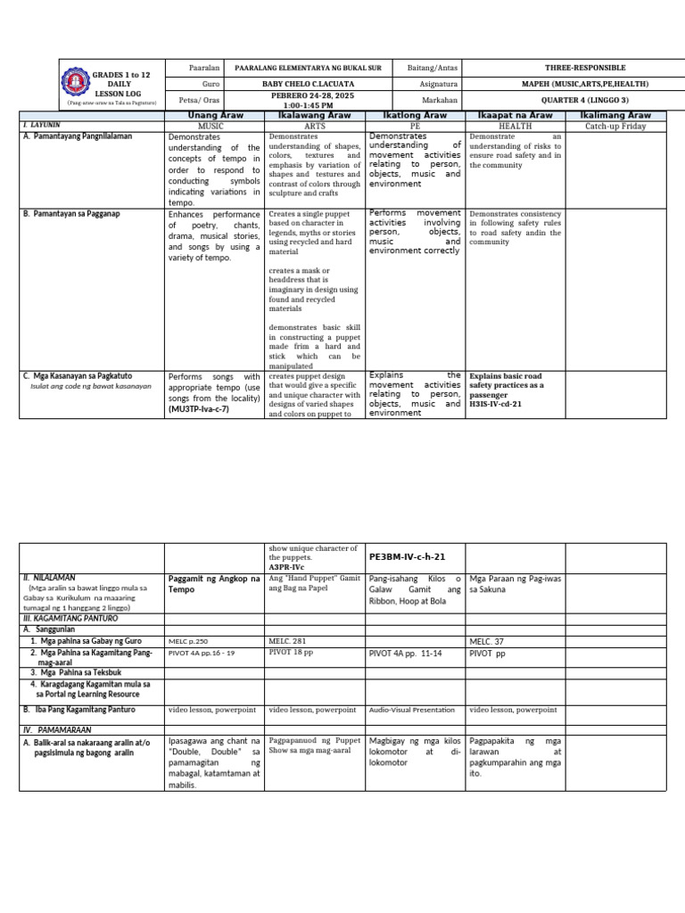 DLL-MAPEH-Q4-WK3-1 (1) | PDF