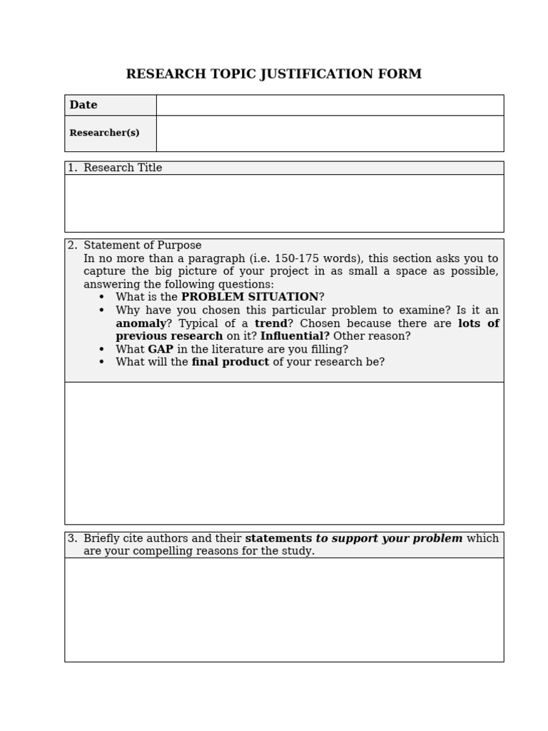 Research Topic Justification Guide | PDF