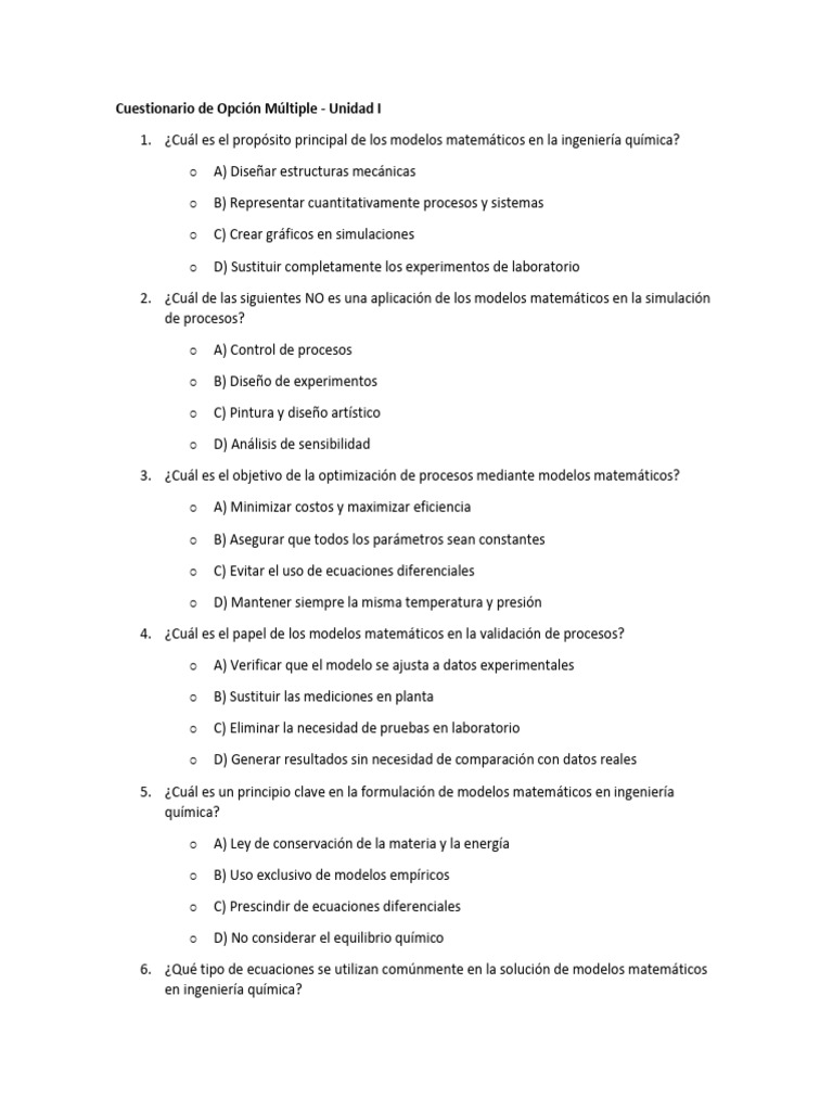 Cuestionario 1 | PDF | Ecuaciones | Simulación