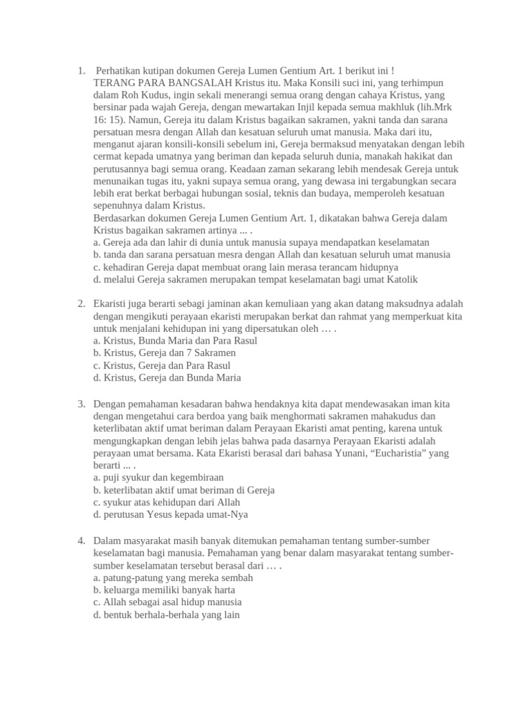 Soal Katolik 8 Sem 2 | PDF