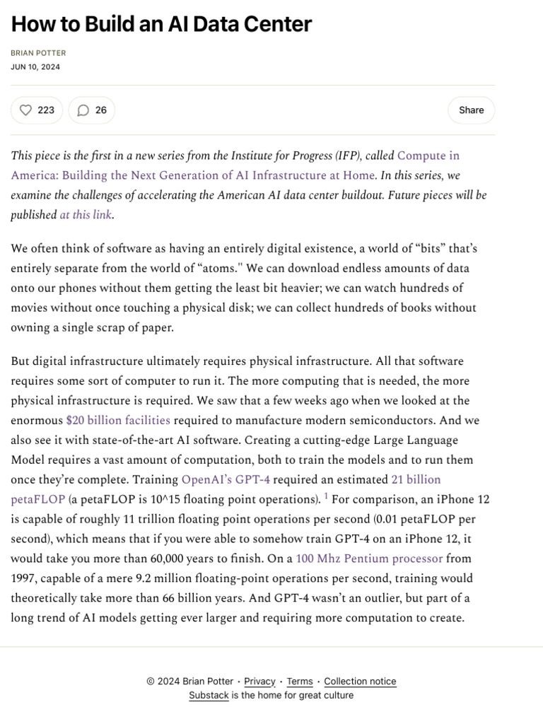 How to Build an AI Data Center - By Brian Potter | PDF | Data Center ...
