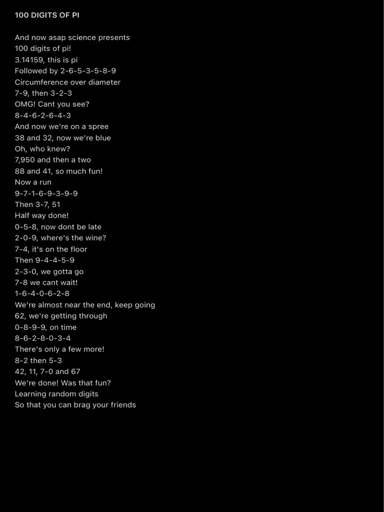 100 Digits of Pi | PDF