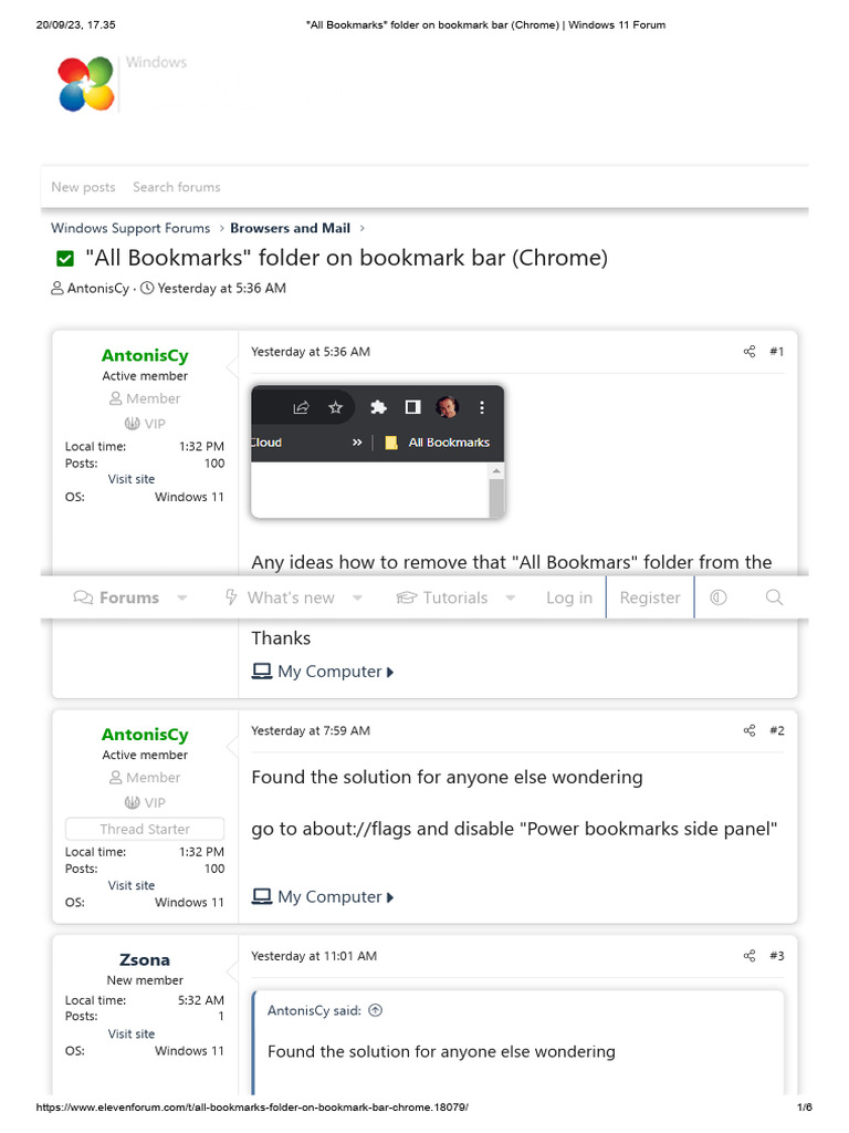 All Bookmarks - Folder On Bookmark Bar (Chrome) - Windows 11 Forum | PDF | Microsoft Windows ...
