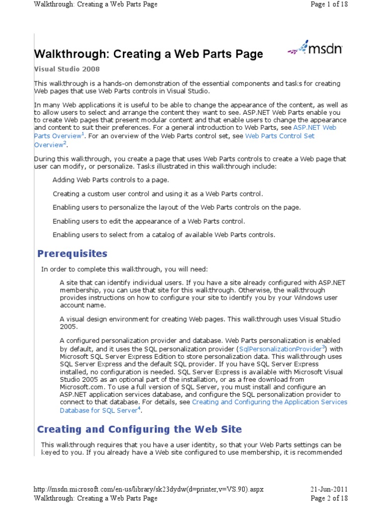 Creating Web Parts Page | PDF | Microsoft Visual Studio | Active Server ...