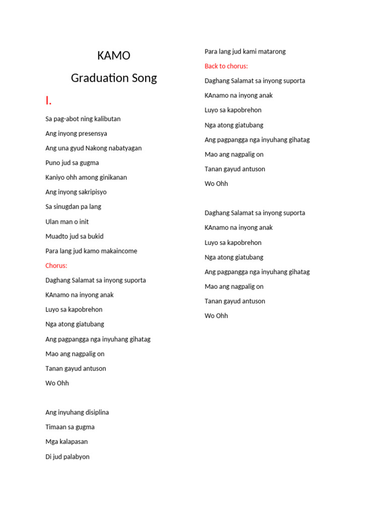KAMO Graduation Song | PDF