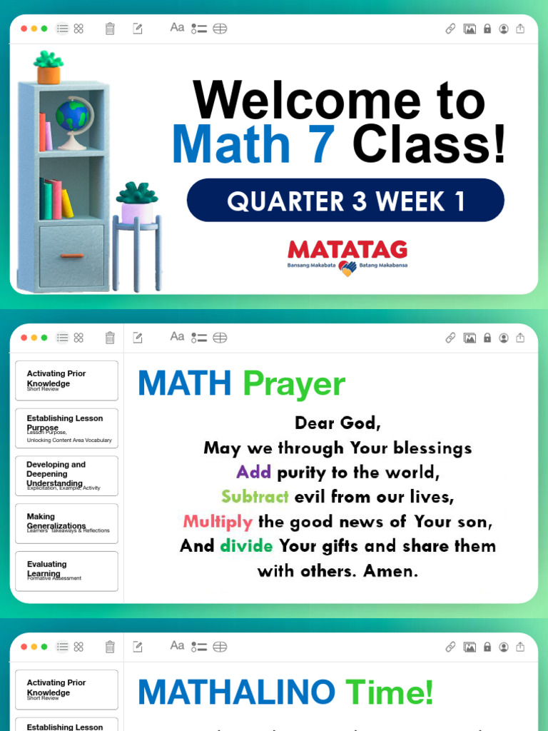 Math 7 Algebra Lesson Plans | PDF | Polynomial | Learning