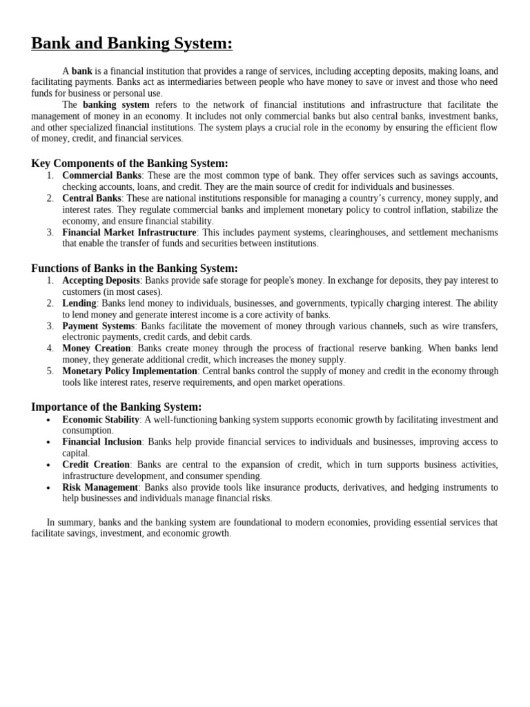 Key Roles of Banks in Economy | PDF | Banks | Money