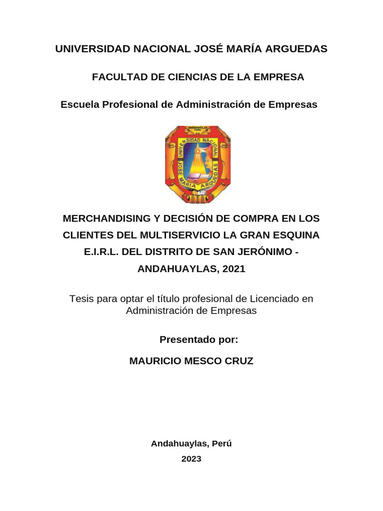 Mauricio Mesco Cruz - Inf. Final..Docx 15-01 | PDF | Comercialización | Alfa de Cronbach