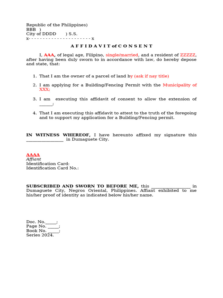 Affidavit of Consent - Extend Building | PDF