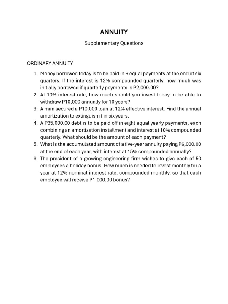 Ordinary Annuity | PDF