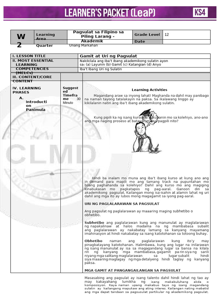 Q3 - Week 2 - Filipino Sa Piling Larang | PDF