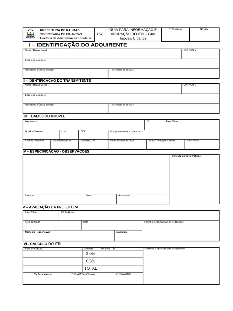 Guia para Informacao e Apuracao Do ITBI GIAI | PDF