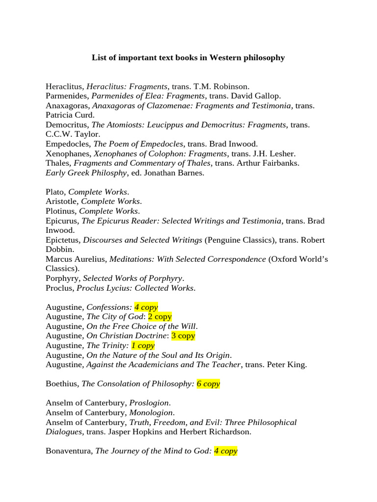 Western Philosophy Essential Texts | PDF | Edmund Husserl | Immanuel Kant