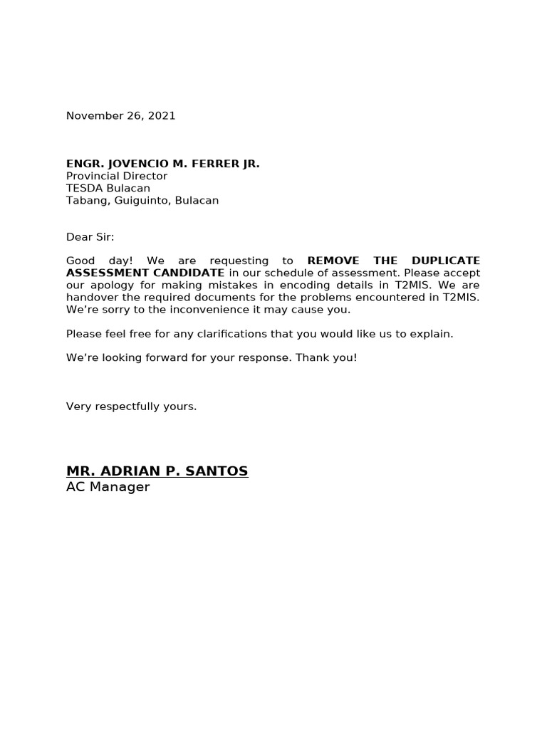 Transmittal Letter - Request Letter For Feedback | PDF