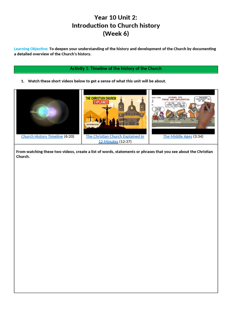 Church History Overview for Year 10 | PDF | Catholic Church | Saint Peter