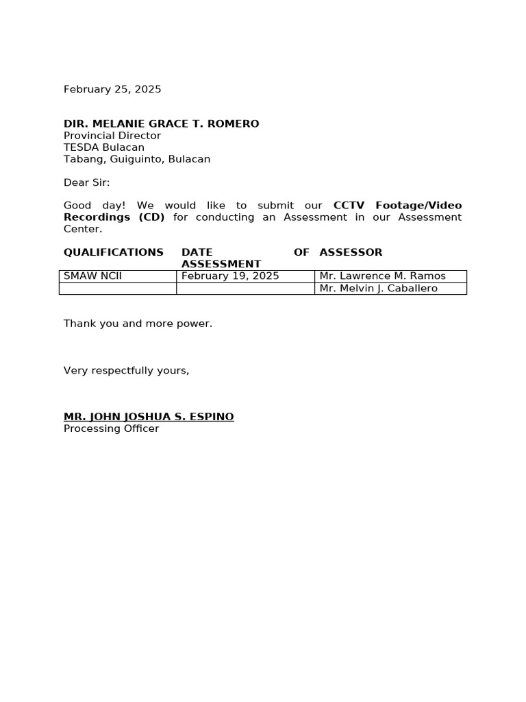 Transmittal Letter - CD | PDF