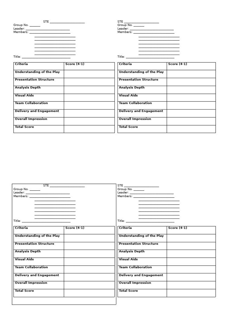 Play Presentation Evaluation Criteria | PDF