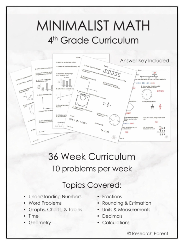 4th Grade Minimalist Math Curriculum-Research Parent | PDF | Numbers ...