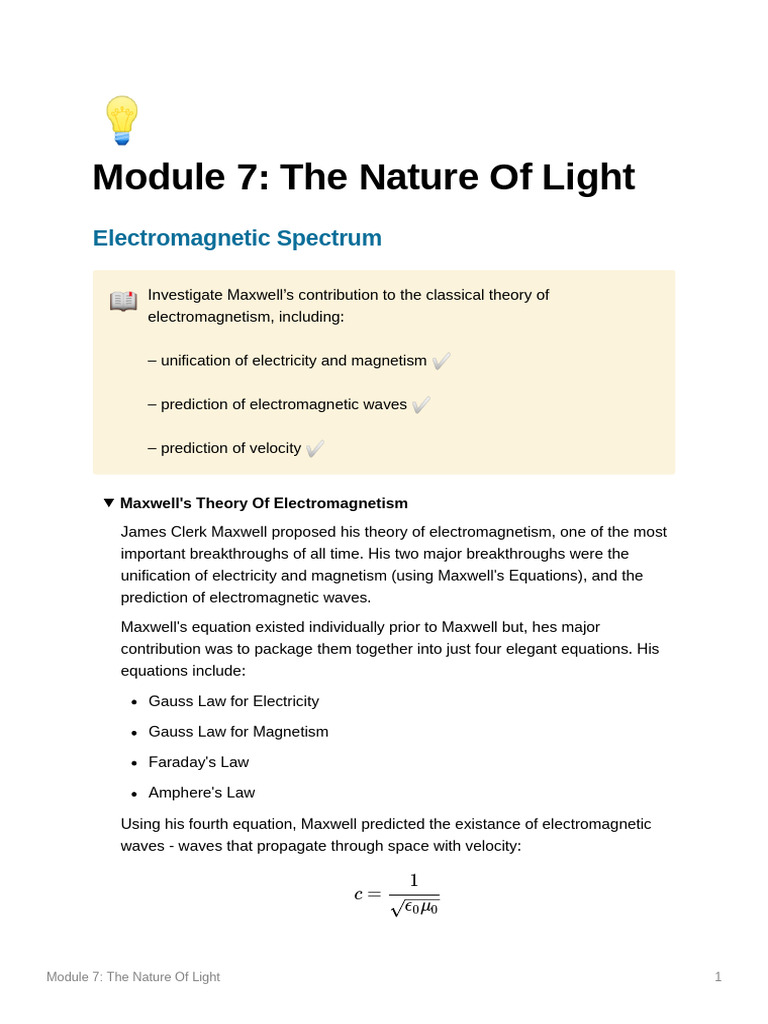 Module 7 The Nature of Light | PDF | Emission Spectrum | Spectroscopy
