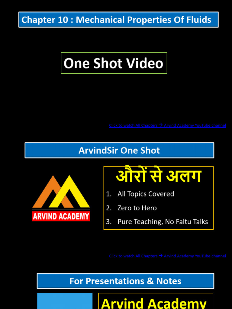 Chap 10P Mechanical Properties of Fluid Arvind | PDF | Fluid Dynamics | Pressure
