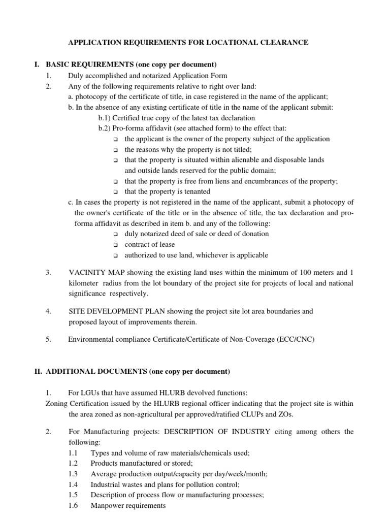Locational Clearance Application Guide | PDF | Affidavit | Notary Public
