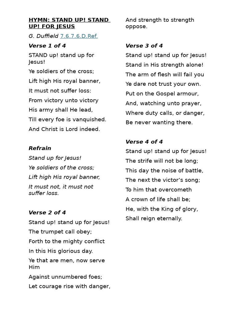 HYMN_STAND UP STAND UP FOR JESUS | PDF