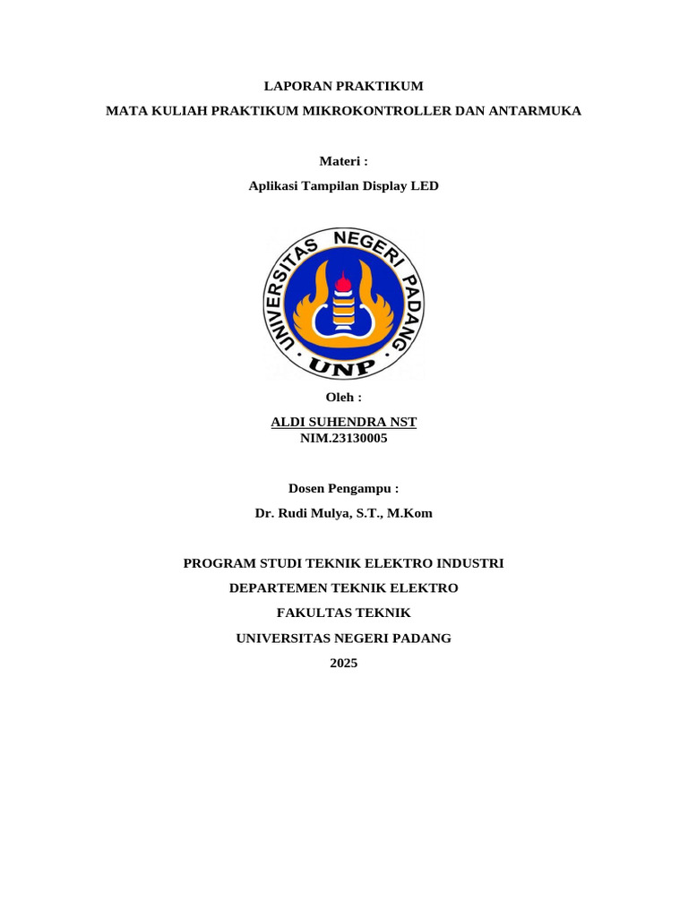 Laporan Praktikum 1 Mikrokontroller Dan Antarmuka Aldi Suhendra NST | PDF