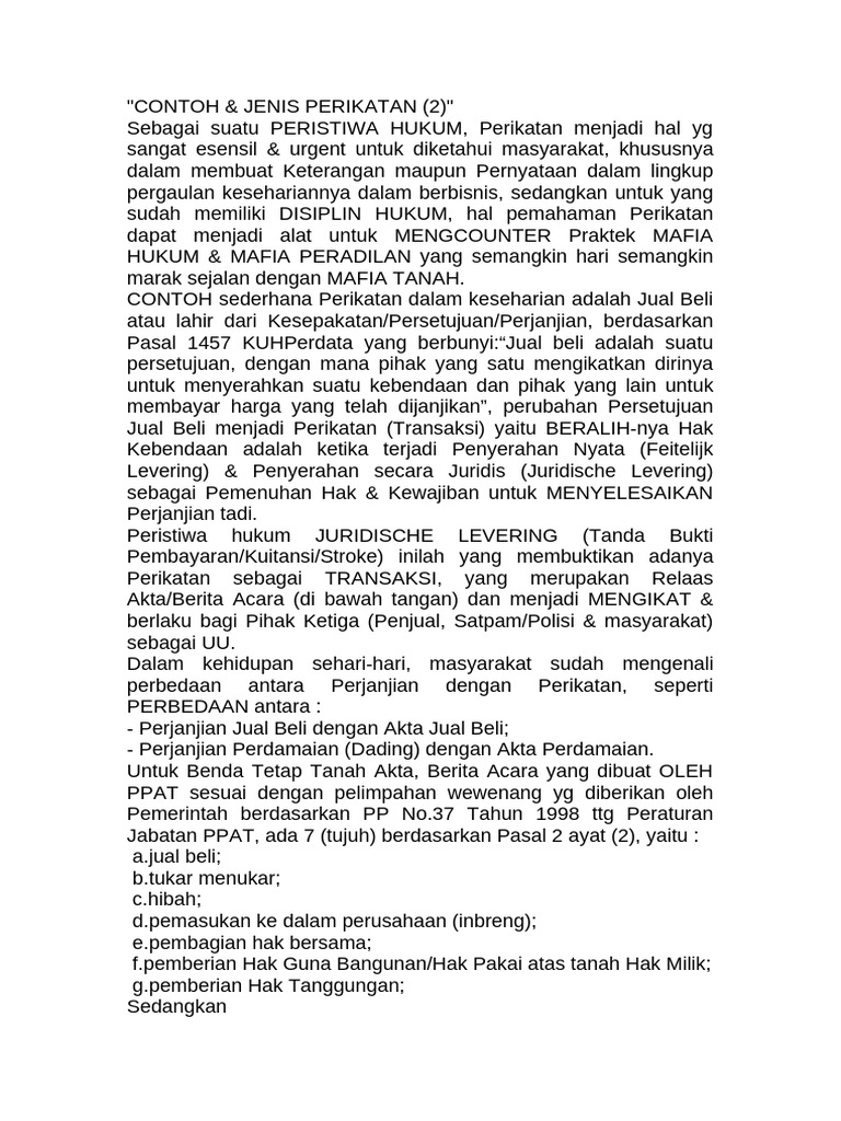 CONTOH Dan JENIS PERIKATAN 2 | PDF