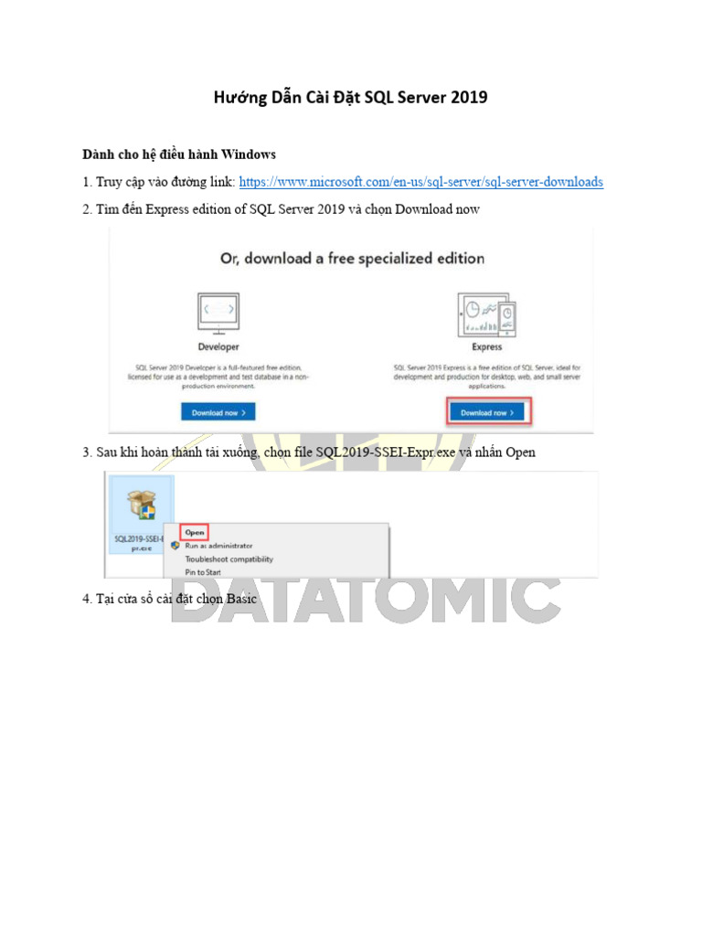 Hướng Dẫn Cài Đặt SQL Server 2019 | PDF