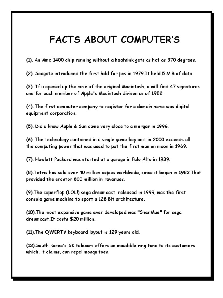 Fascinating Computer Facts and History | PDF | Macintosh | Personal ...