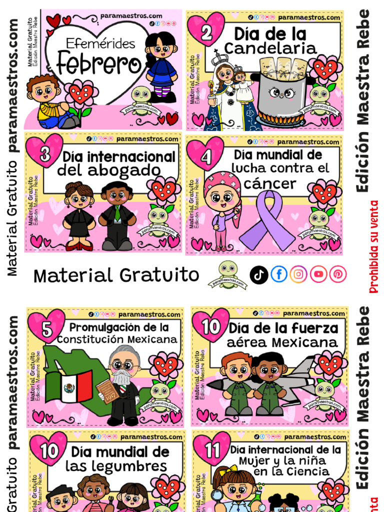 Efemérides Febrero Material Gratuito Paramaestroscom A Color | PDF