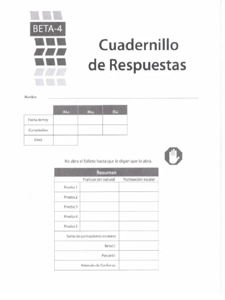 Formato Beta Iv - Cuadernillo | PDF