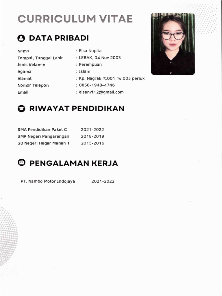 Surat Lamaran Kerja (Elsa Nopita)_0001 | PDF