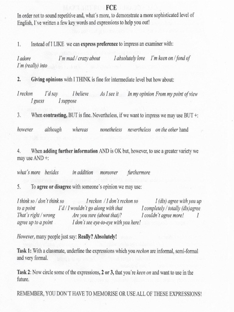 Fce Expressions | PDF