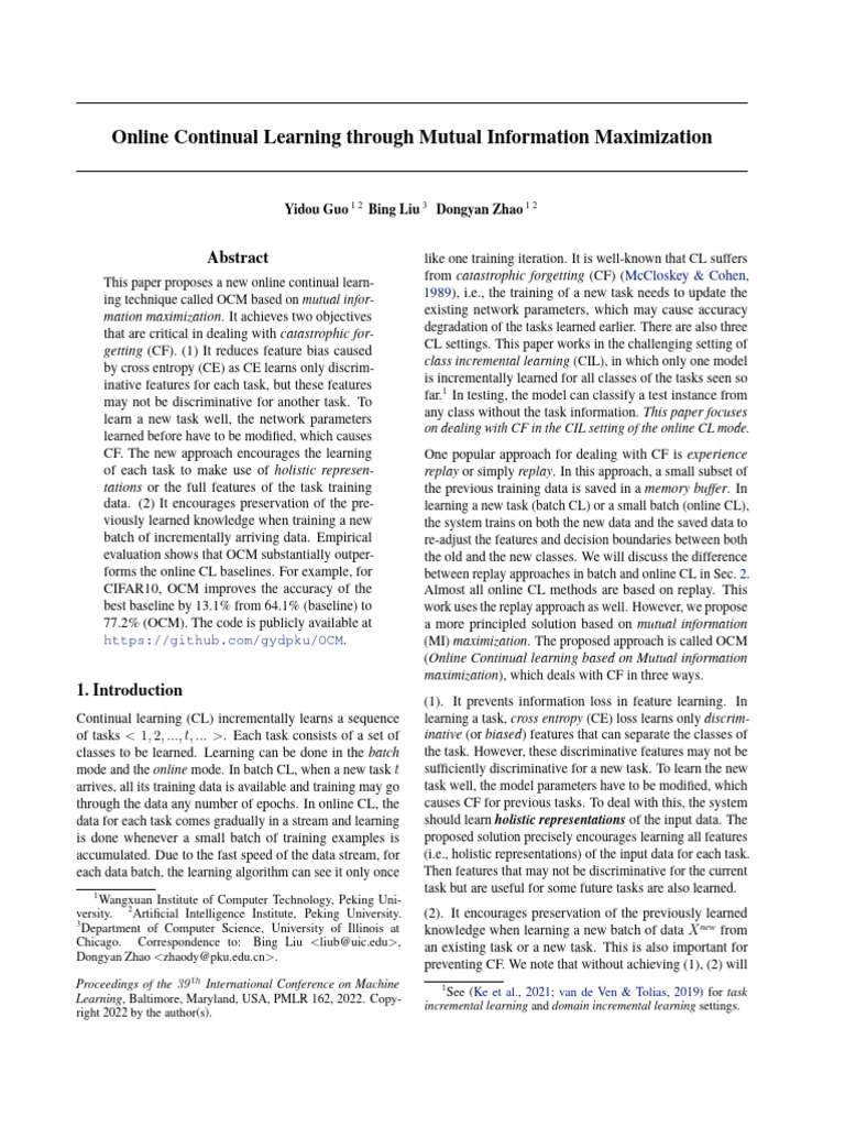 Online_Continual_Learning_through_Mutual_Information_Maximization(ICML22) | PDF | Information ...