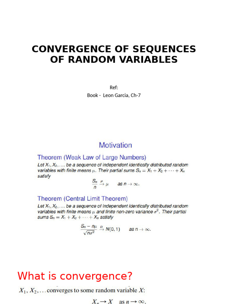 Convergence of Random Sequences | PDF | Limit (Mathematics) | Sequence
