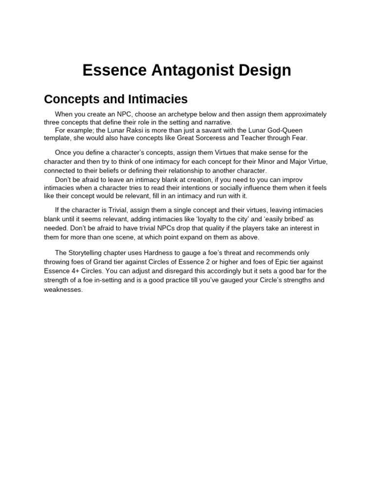 Essence Antagonist Design | PDF