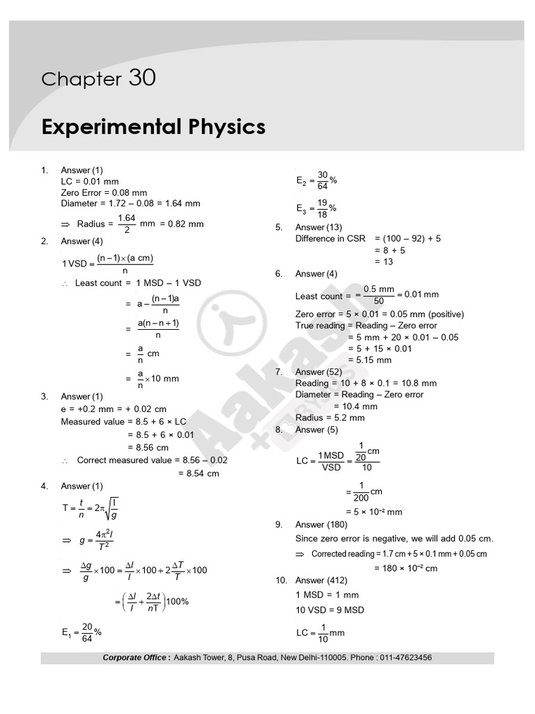 JEE Physics Chapter 30 Solutions | PDF