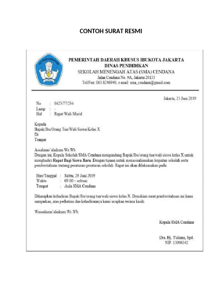 Contoh Surat Resmi Lengkap | PDF
