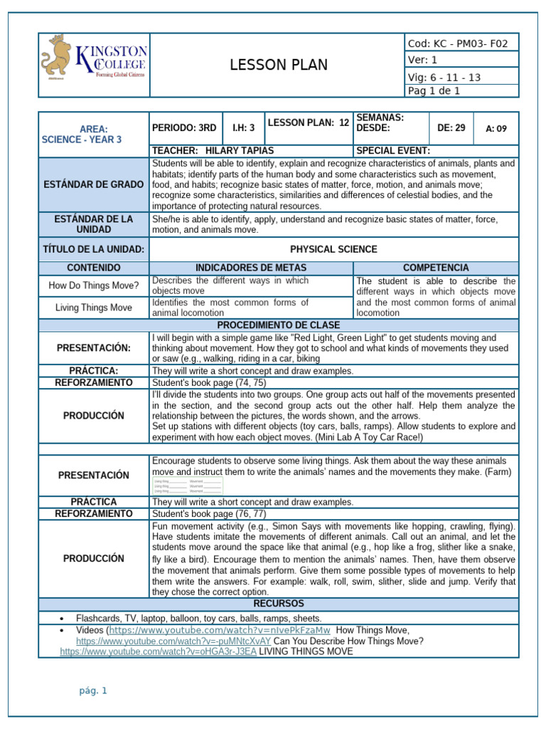 Year 3-5 Science Lesson Plans | PDF | Heat | Light