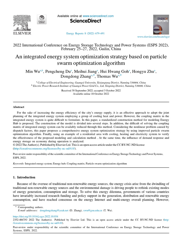 An integrated energy system optimization strategy based on particle swarm optimization | PDF ...