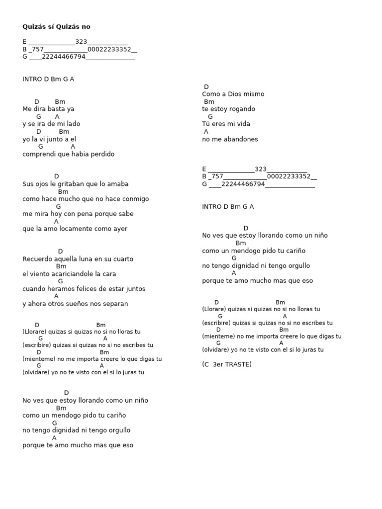 Quizas Si Quizas No en D | PDF