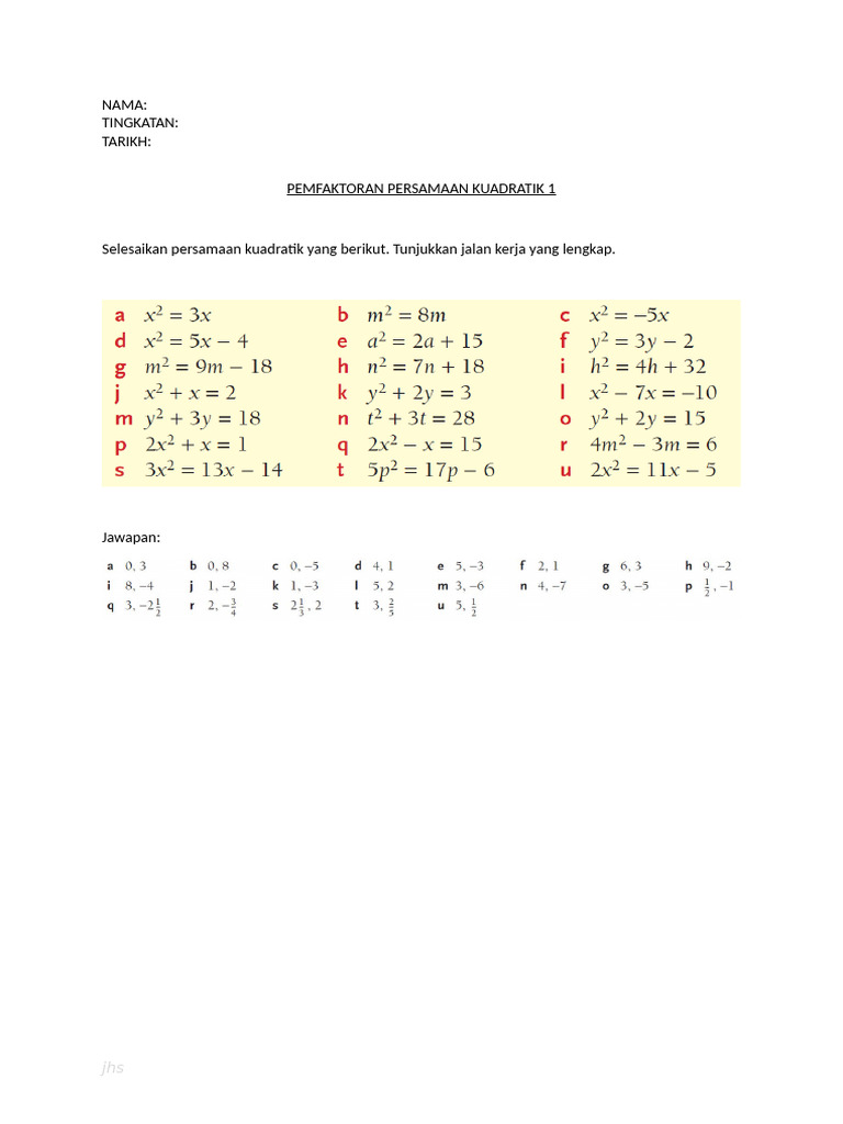 2 Pemfaktoran Mudah | PDF