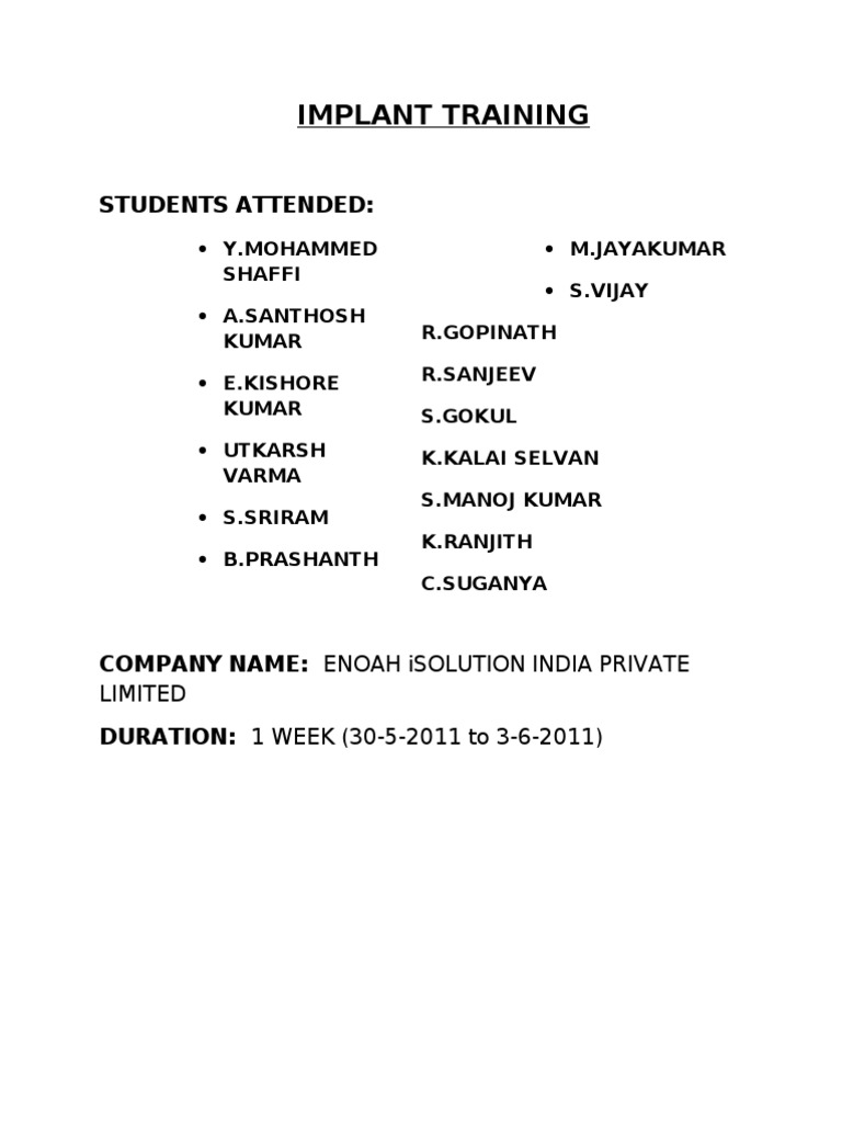 InPlant Training Insights | PDF