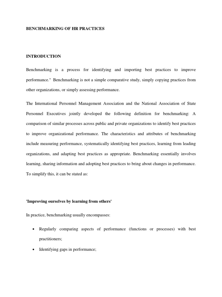 HR Benchmarking Practices Explained | PDF | Human Resource Management ...